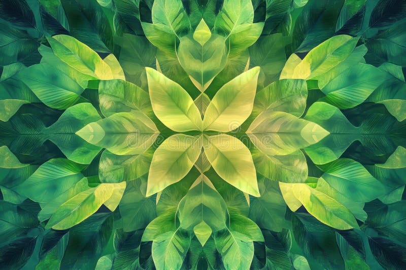 Symmetrical Green Leaf Pattern with Light and Dark Variations Stock ...