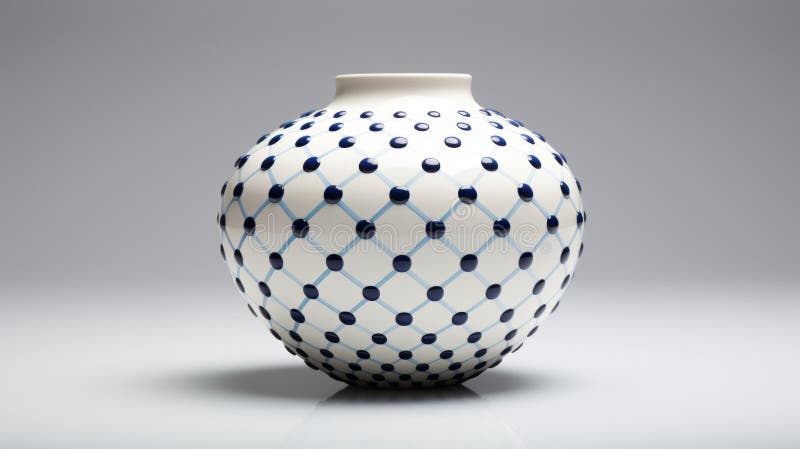 Symmetrical Grid Ceramic Vase with Line and Dot Work Stock Illustration ...