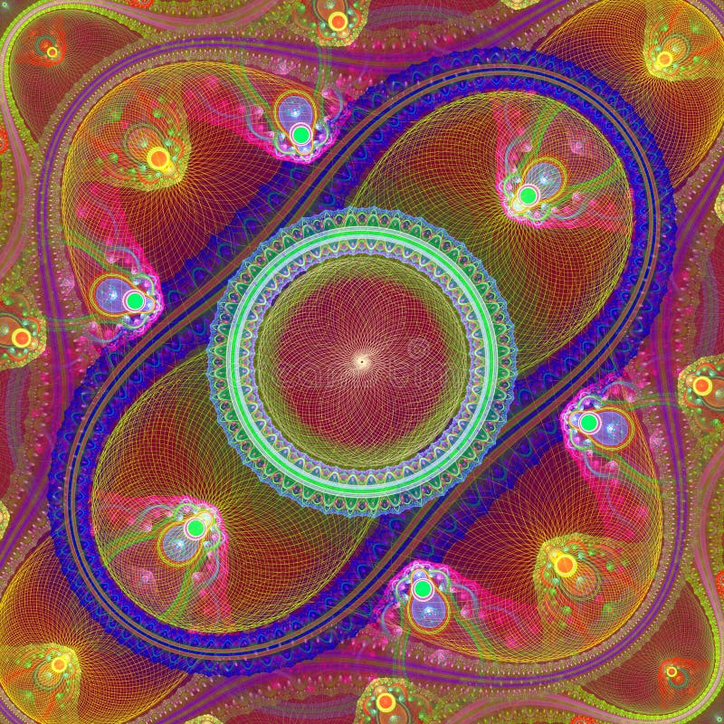 Symmetrical Grid Fractal Pattern. Blue and Brown Palette. Computer ...