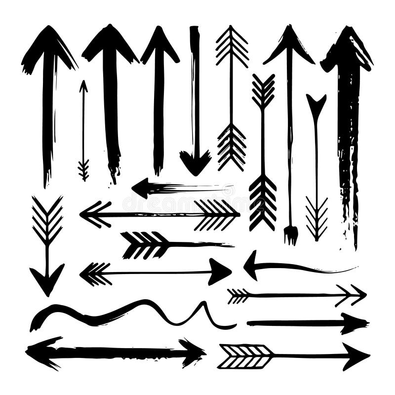 A Symmetrical Grid of Hand-drawn Arrows with a Grunge Aesthetic. Great ...
