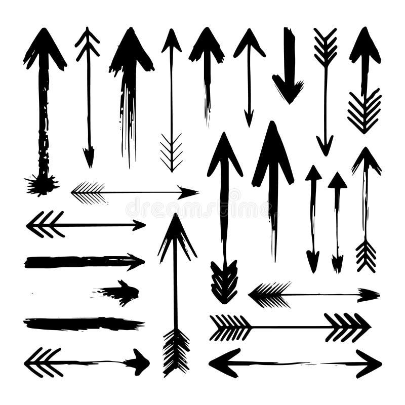 A Symmetrical Grid of Hand-drawn Arrows with a Grunge Aesthetic. Great ...