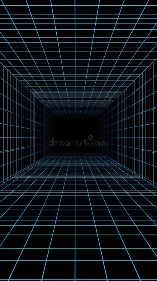 Symmetrical Grid Pattern with Futuristic Cyberpunk Aesthetic on a Dark ...