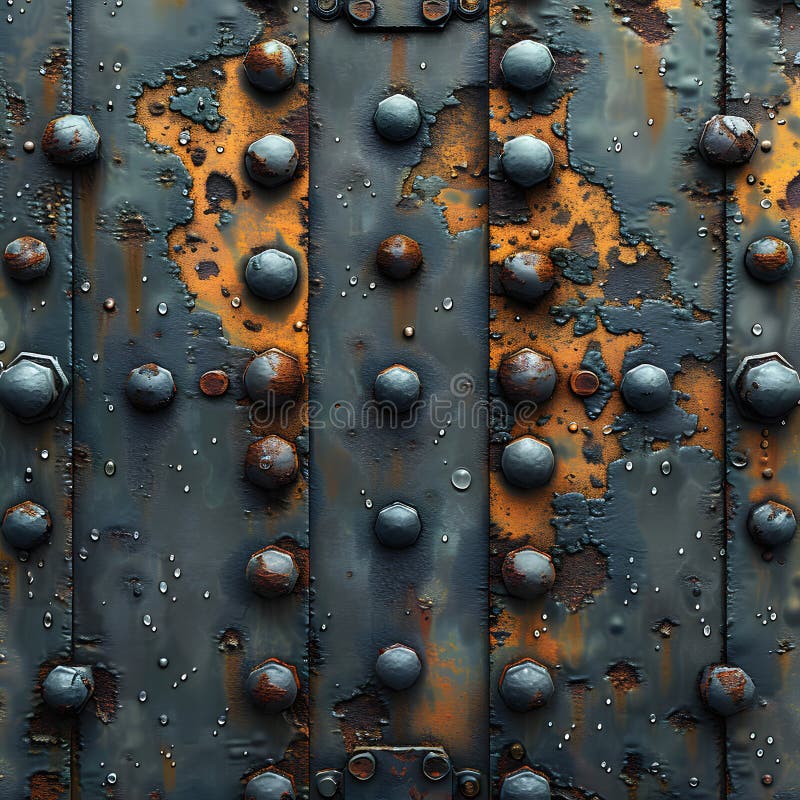 Symmetrical Grunge Metal Scene with Rusted Textures Stock Illustration ...