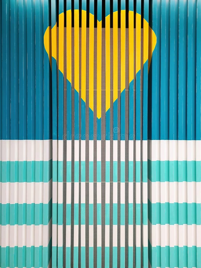 Symmetrical Heart and Stripes Pattern in Yellow and Turquoise Stock ...