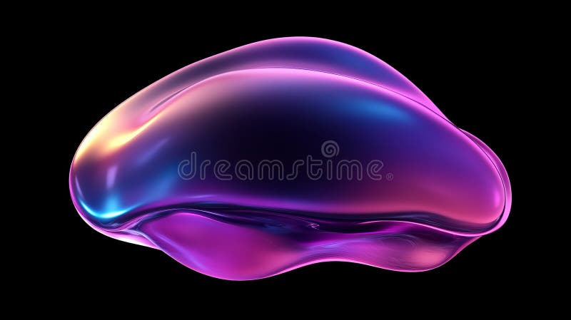 Symmetrical Holographic Liquid Blob Shape with Melting Features and Soft Curved Surface Stock ...