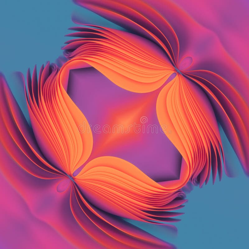 Symmetrical Illustration of a Stack of Wavy Abstract Shapes. 3d ...