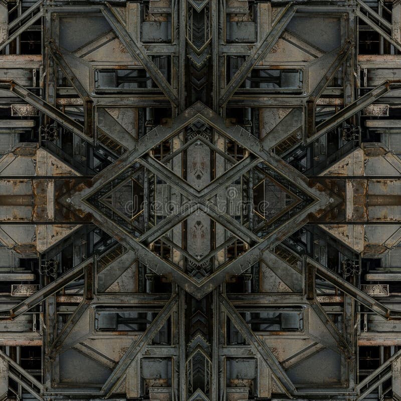 Symmetrical Industrial Design Featuring Rusted Metallic Beams and ...