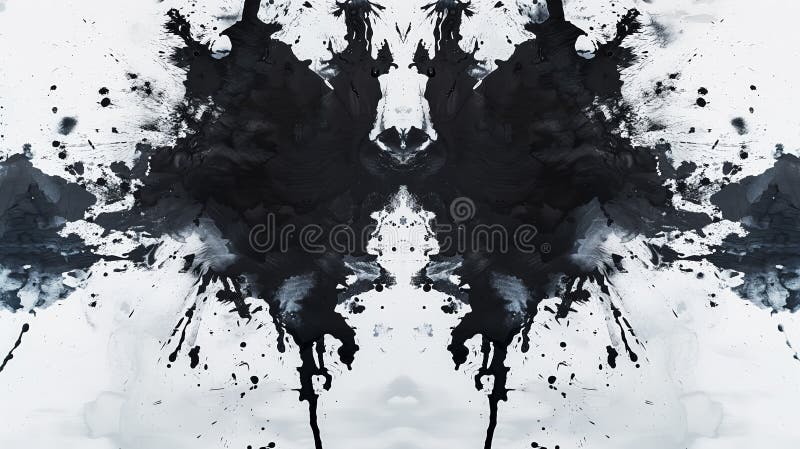 Symmetrical Ink Blot in Black and White Stock Illustration ...
