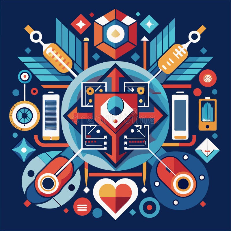 Symmetrical Layout Featuring Different Items Arranged in a Circle ...