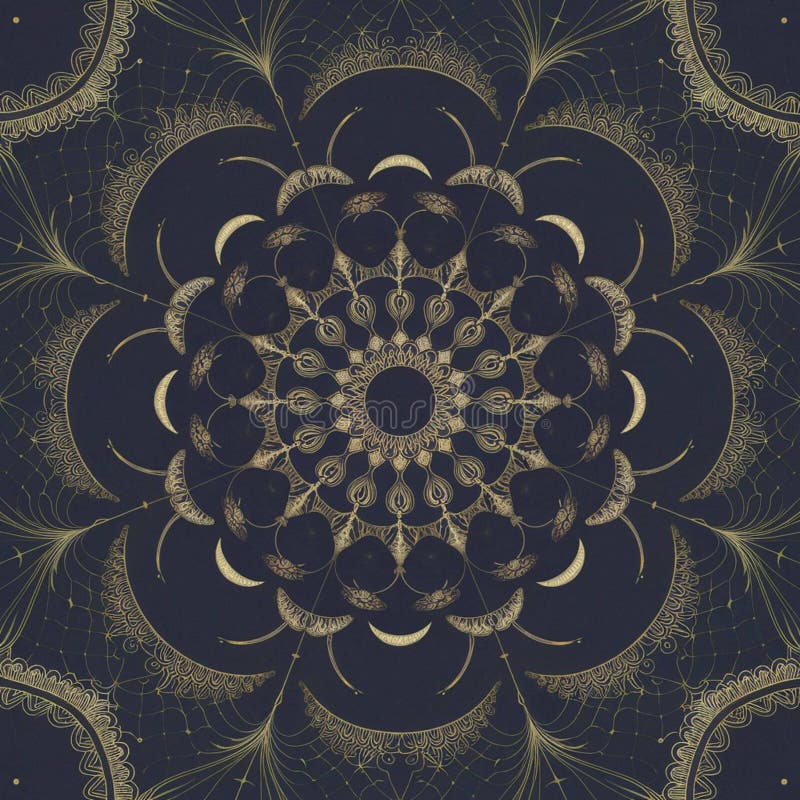 Symmetrical Mandala with Delicate Web-like Patterns Stock Illustration ...