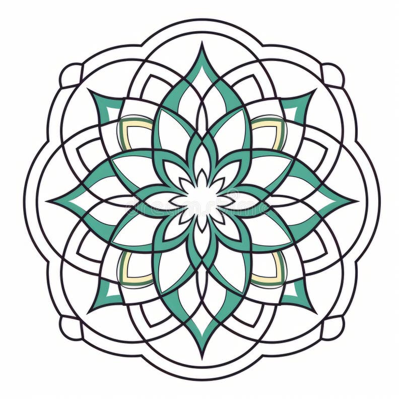 Symmetrical Mandala Elements: Dark Green and Light Emerald Minimalist ...