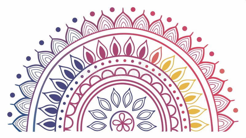 Symmetrical Mandala Half Design, Ornate Pattern, Decorative Element ...