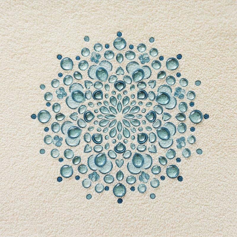 A Symmetrical Mandala Pattern Composed of Translucent Blue Droplets of ...