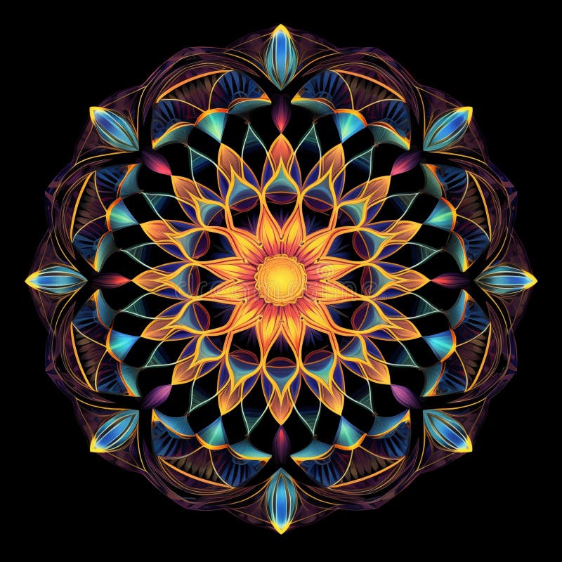 Vibrant High-Resolution Mandala Pattern with Symmetrical Geometric ...