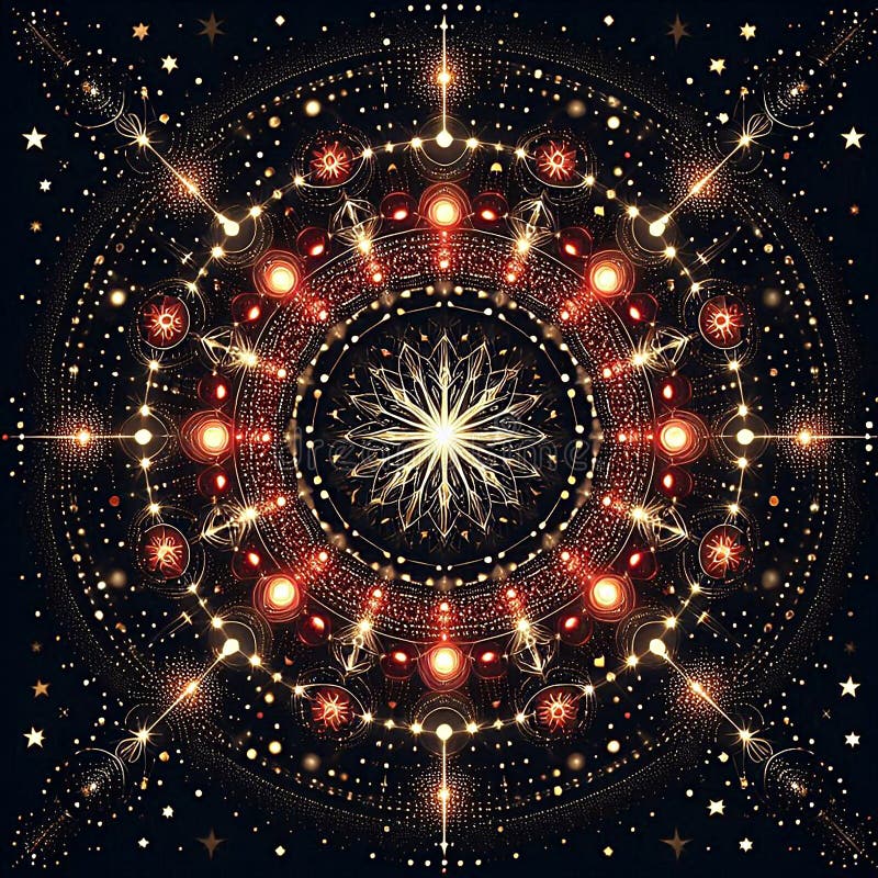 Symmetrical Mandala Pattern Intricate Details Glowing Elements Dark ...