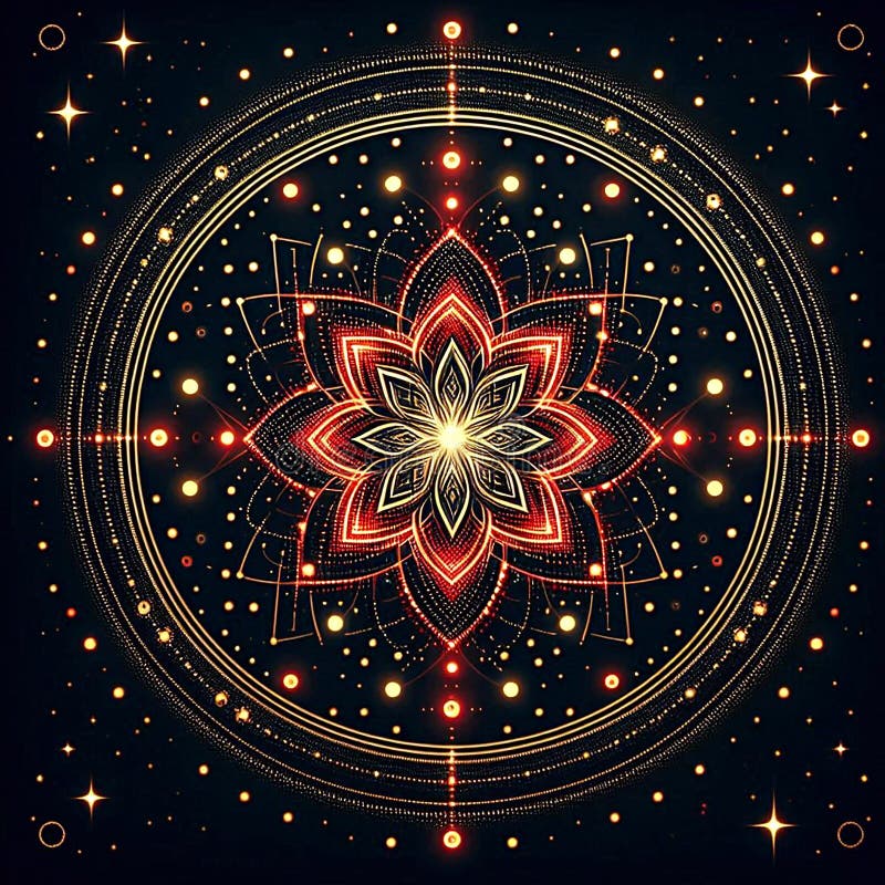 Symmetrical Mandala Pattern Intricate Details Glowing Elements Dark ...