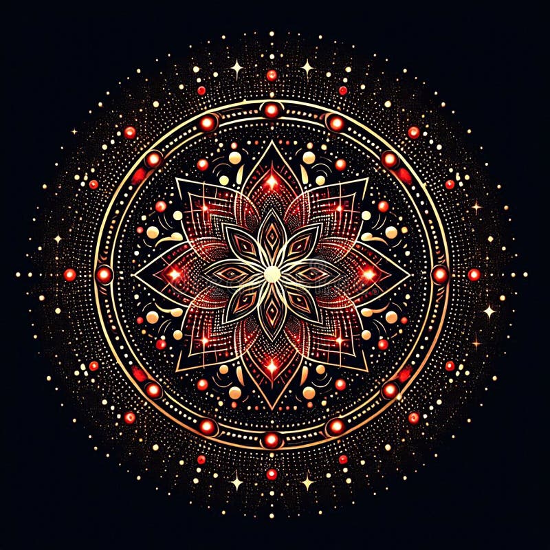 Symmetrical Mandala Pattern Intricate Details Glowing Elements Dark ...