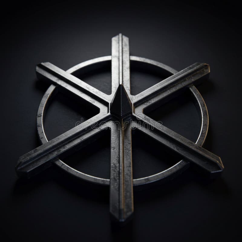 Symmetrical Metallic Geometric Design Featuring a Central Sharp Pyramid ...