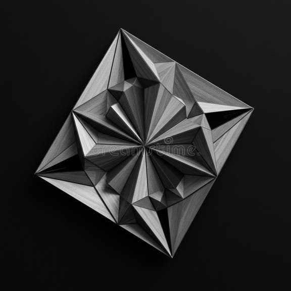 A Symmetrical, Metallic Geometric Structure Featuring Sharp, Angular ...