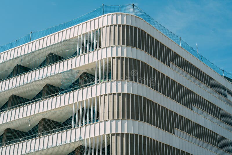 Symmetrical Modern Architecture: Building Facade with Balconies Under ...