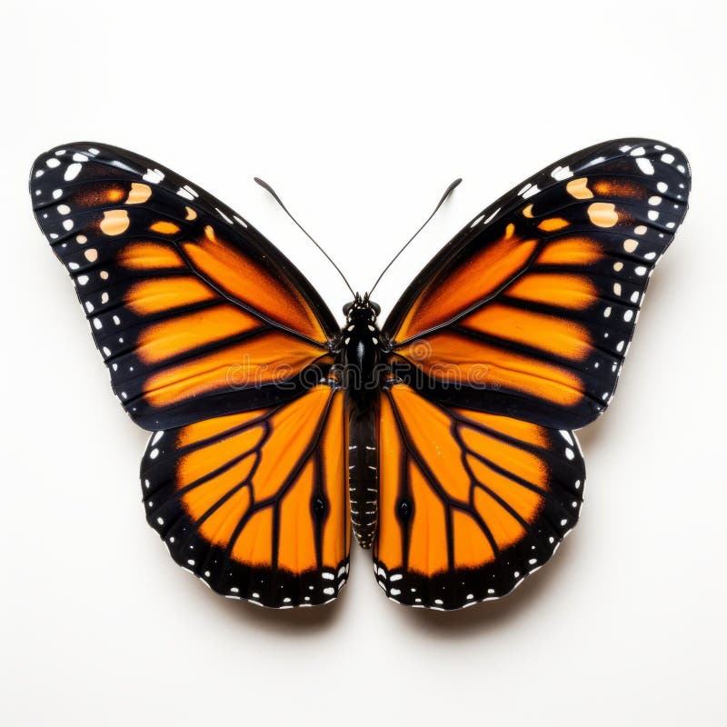 Symmetrical Monarch Butterfly on White Background Stock Illustration ...