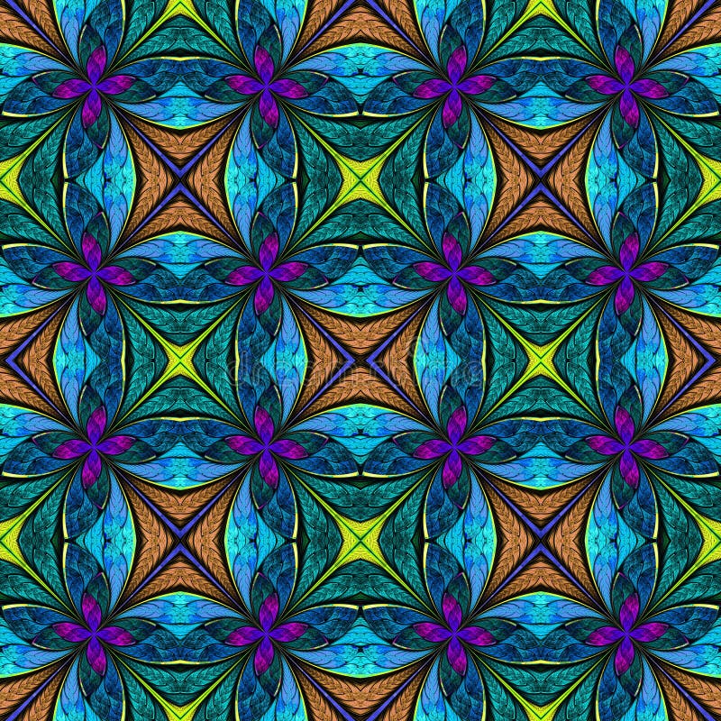 Symmetrical Multicolored Pattern in Stained-glass Window Style. Stock ...