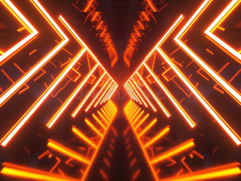 Symmetrical Neon Light Reflection on Dark Background Stock Image ...