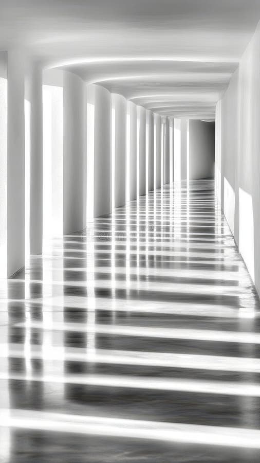 Symmetrical Pathway Embraces Serene Light in a Contemporary Space Stock ...