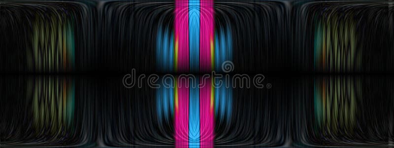 Symmetrical Pattern of Abstract Neon Rays of Light. Panoramic ...