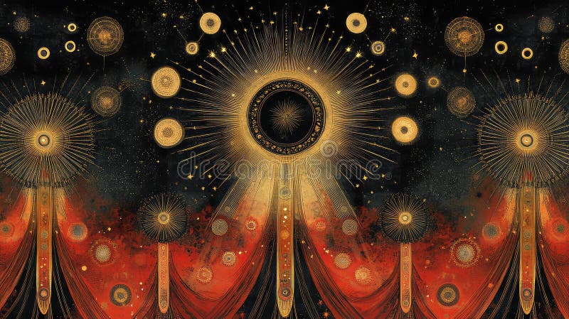 Symmetrical Pattern with Repeated Circular Shapes, Teardrop Figures ...