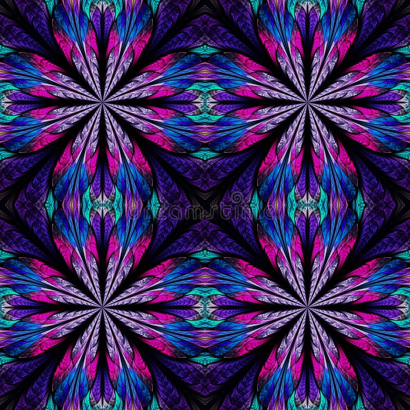 Symmetrical Pattern in Stained-glass Window Style. Blue and Pink Stock ...