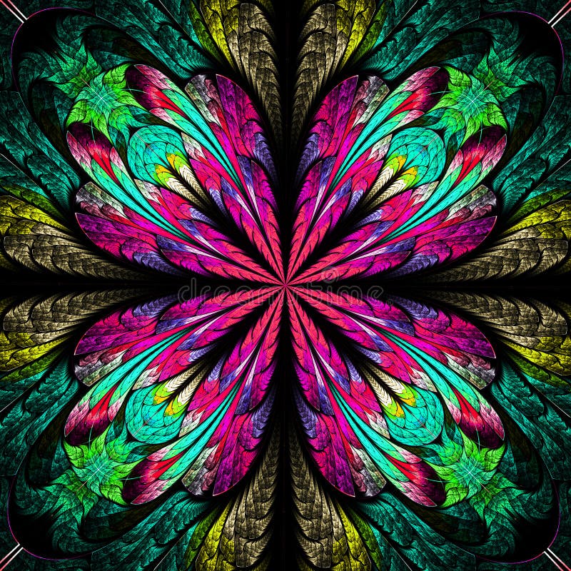 Symmetrical Pattern in Stained-glass Window Style. Stock Illustration ...