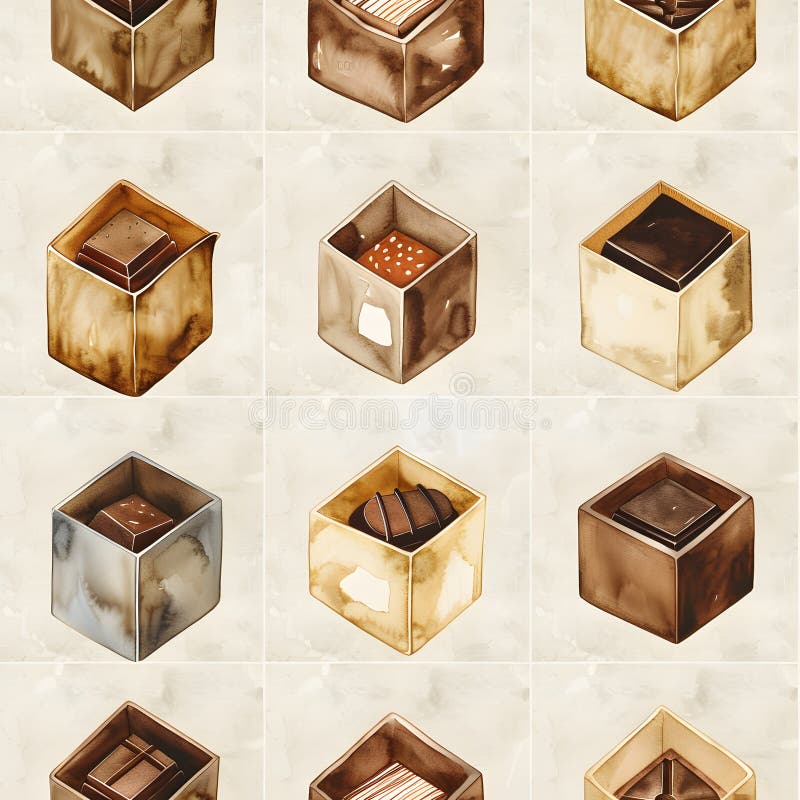 A Symmetrical Pattern of Wooden Boxes Filled with Assorted Chocolates ...