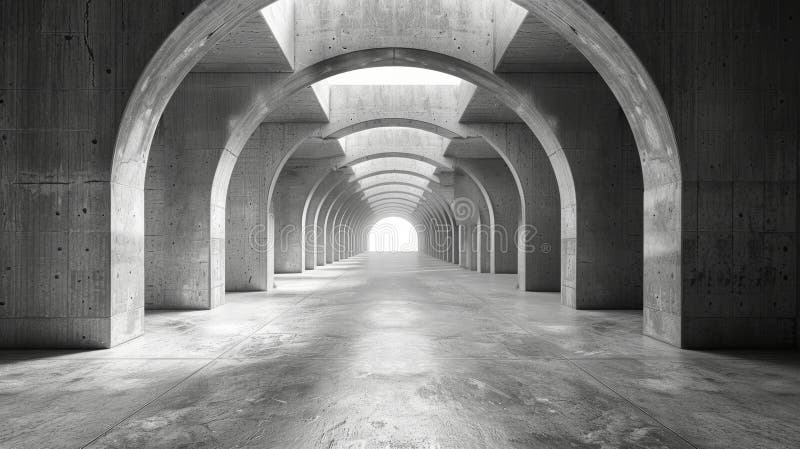 Symmetrical Perspective of Concrete Arches in Modern Architecture Stock ...