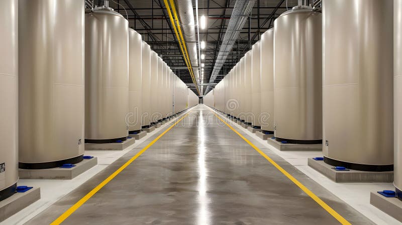 Symmetrical Perspective of Industrial Tanks in a Storage Facility ...