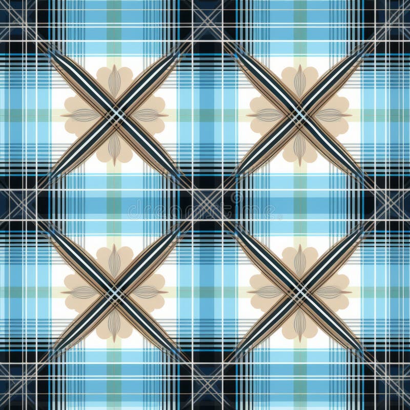 Symmetrical Plaid Vector Artwork in Blue and Black Stock Illustration ...