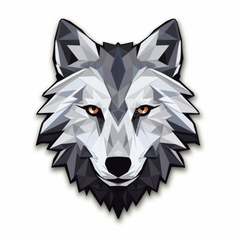 Symmetrical Wolf Head Sticker Design with Ornate Pattern Stock ...