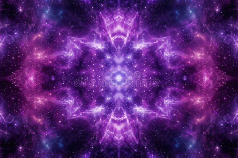 Symmetrical Purple Nebula: Cosmic Patterns and Galactic Mysteries Stock ...
