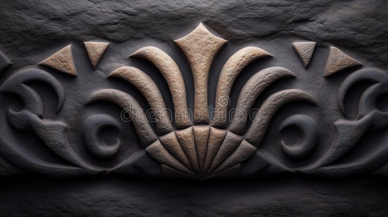 Seamless Radial Pattern of Stylized Vertebrae and Runes Carved in Dark ...