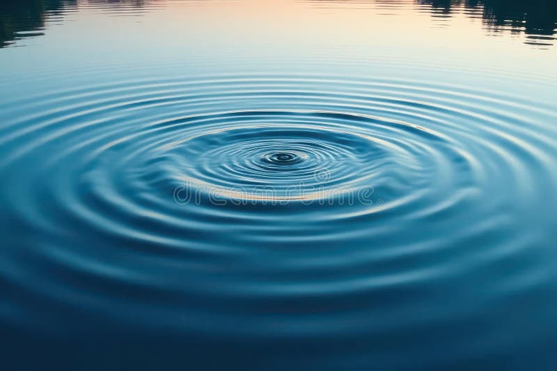 Symmetrical Ripples Spreading from a Central Point on a Calm Lake Surface, Ripple Effect, Still ...