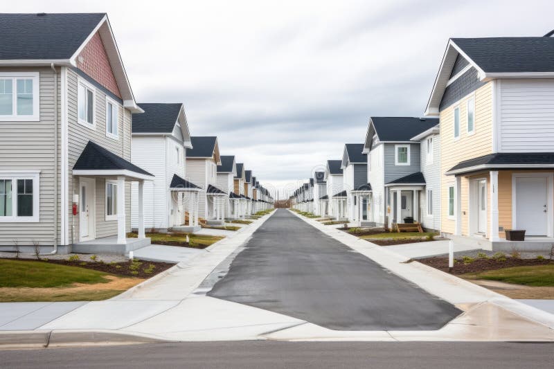 Symmetrical Rows of Similar Newly Built Houses Stock Image - Image of ...