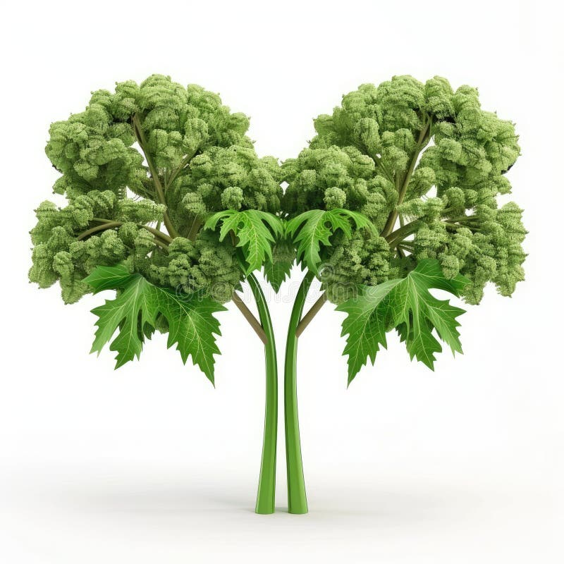 Stunning Twin Green Umbel Plant, Isolated on White Background Stock ...