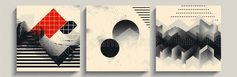 Symmetrical Swiss Design Poster with Geometric Shapes and Lines Stock ...