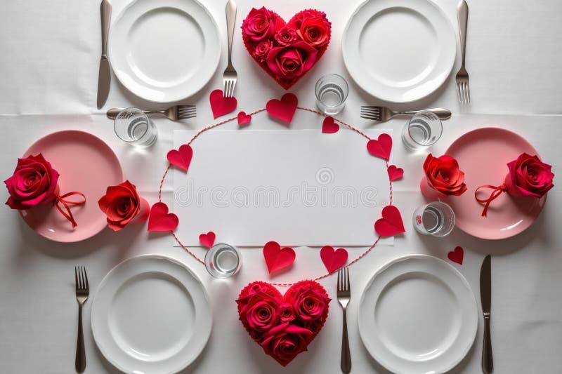 Symmetrical Table Settings with Blank Center Stock Illustration ...