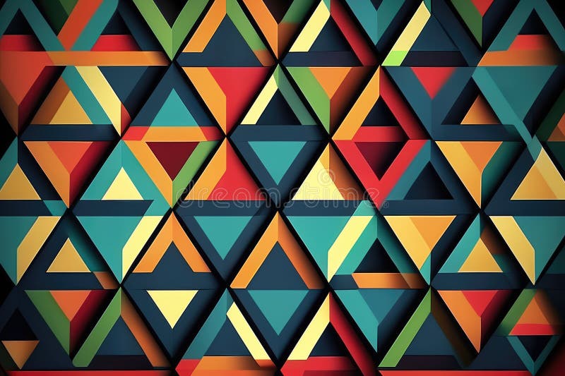 Symmetrical Triangles in Bold Color Pattern Stock Illustration ...