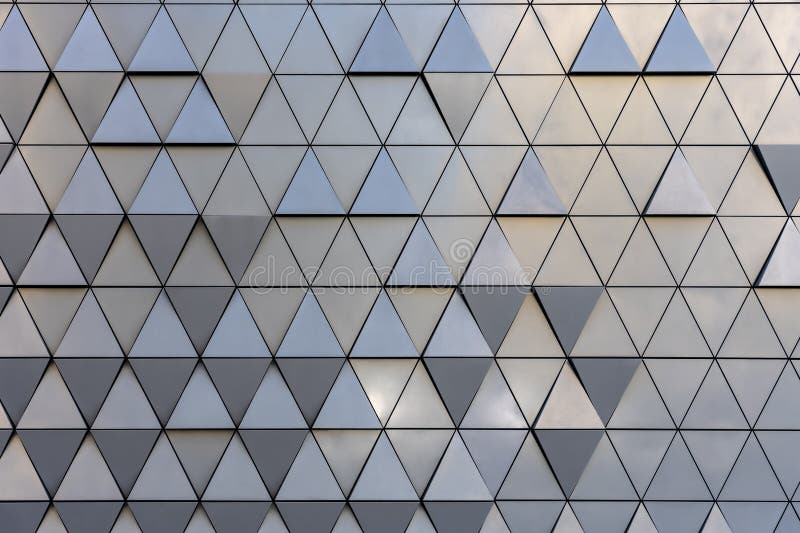 Futuristic Architectural Wall with Triangle Patterns in Grey Tones ...