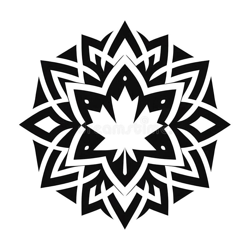 Symmetrical Tribal Maple Leaf Design Stock Illustration - Illustration ...