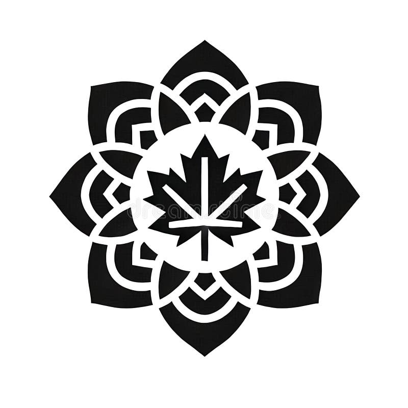 Symmetrical Tribal Maple Leaf Design Stock Illustration - Illustration ...