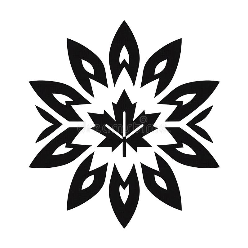 Symmetrical Tribal Maple Leaf Design Stock Illustration - Illustration ...