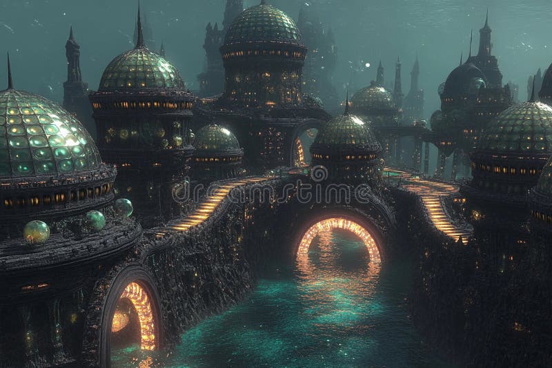 Symmetrical Underwater City Features Bubble-like Domes and Illuminated ...